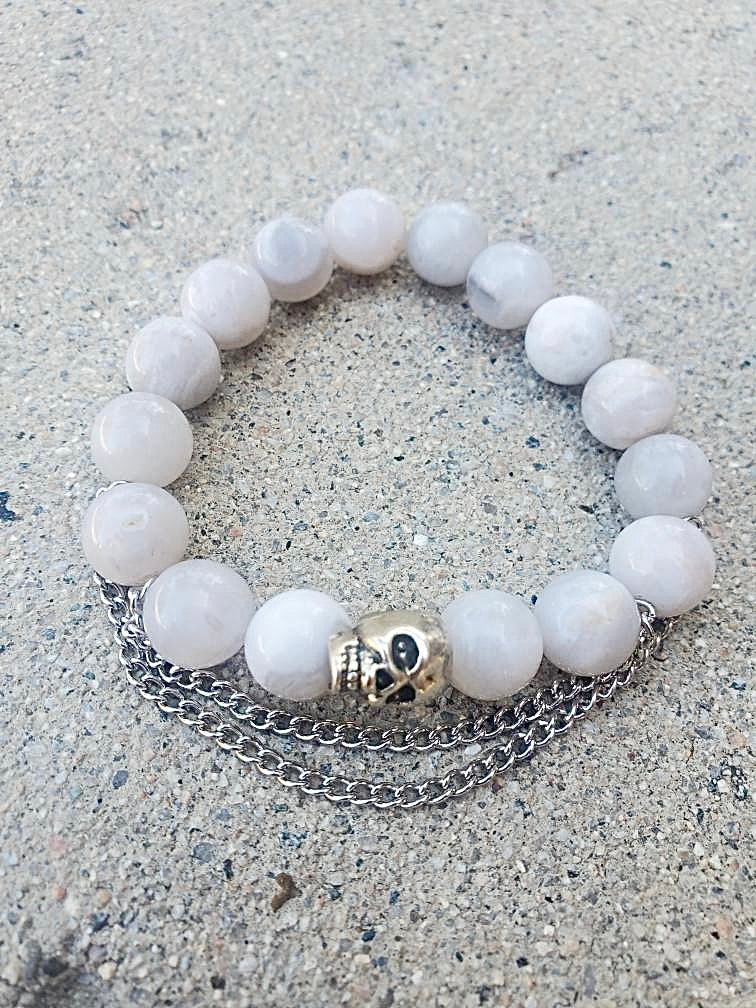 Single White Skull Bracelet – RockinStacks